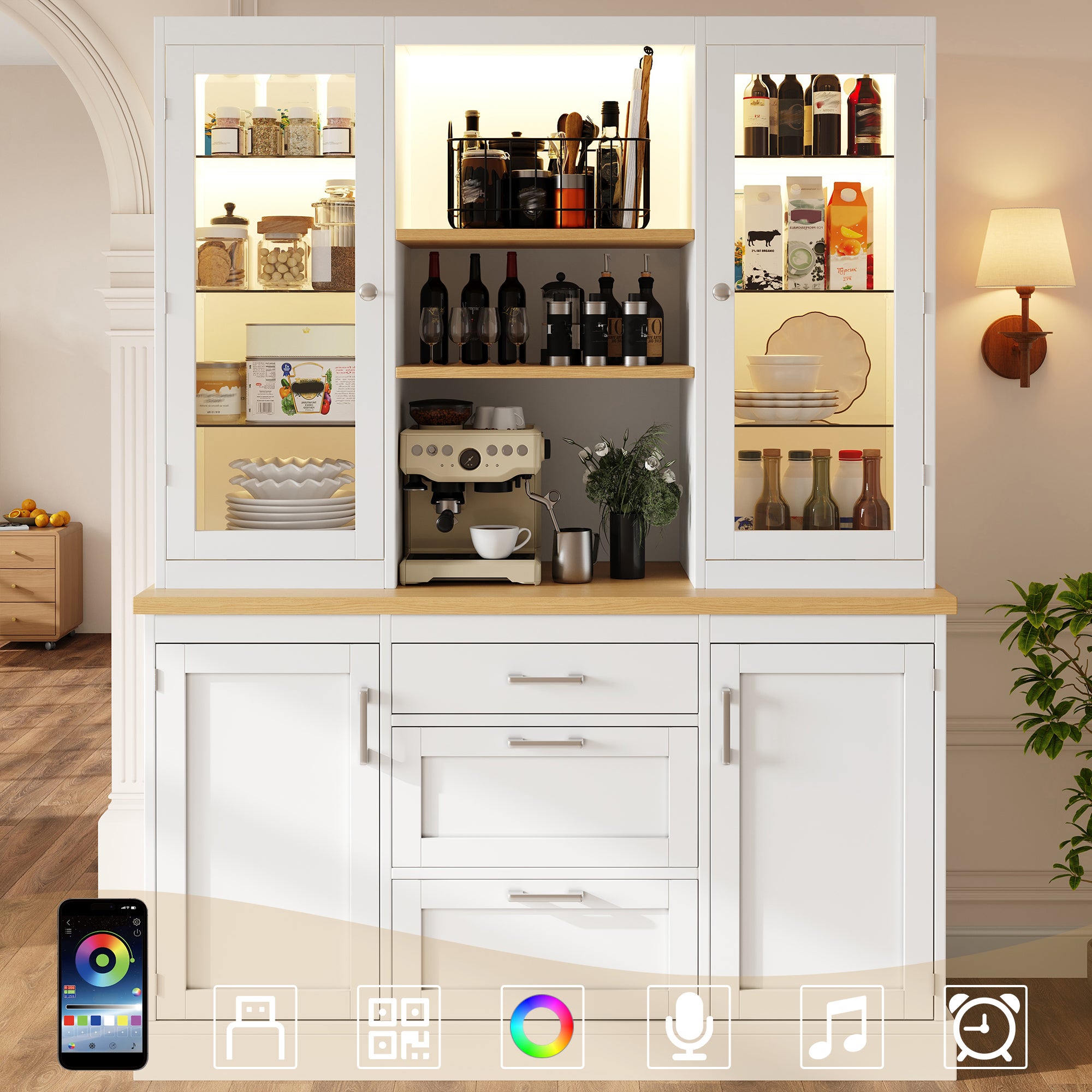 Mueble de cocina con iluminación LED controlada por aplicación ...