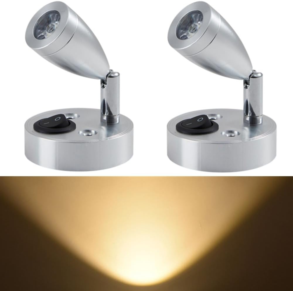 Lot de 2 lampes de lecture LED 12 V pour camping-car, avec projecteur ...