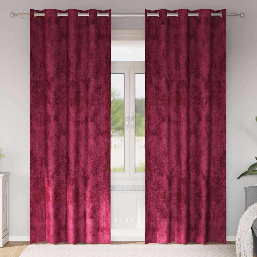 Rideaux en velours 2 pcs Bordeaux 260 x 140 cm Velours | Leroy Merlin