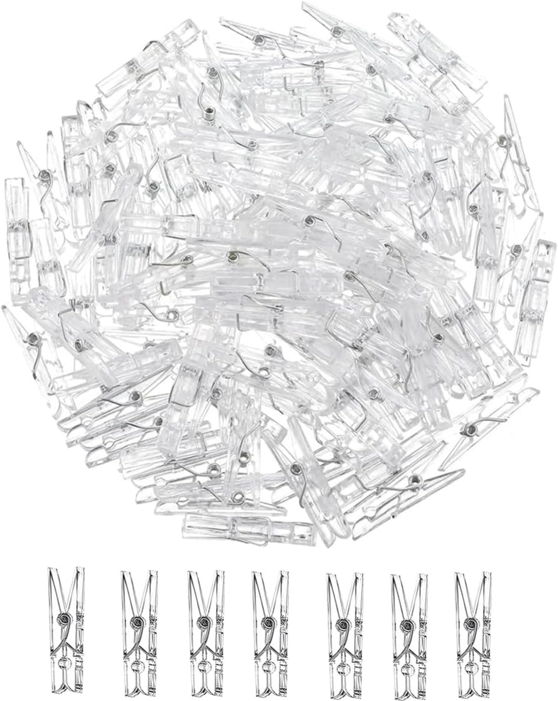 100pcs Chevilles Transparentes Clips Photo Chevilles à Vêtements Pince ...