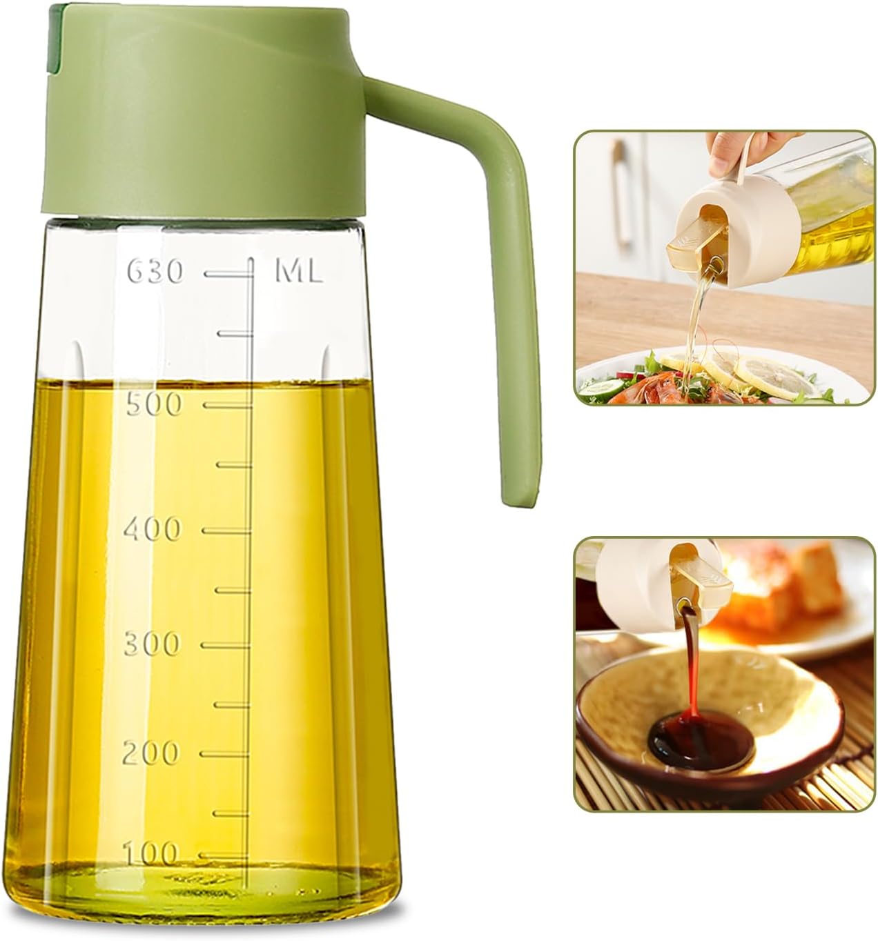 Distributeur d'huile d'olive 21oz/630ml, récipient étanche pour sauce ...