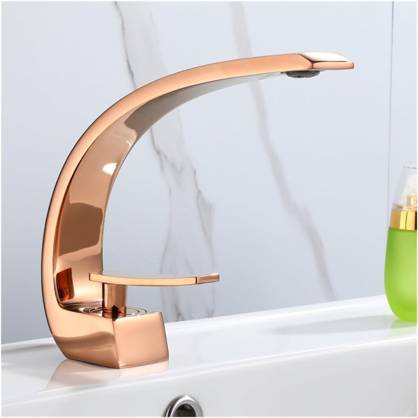 Grifo mezclador de baño en cascada de latón cromado (oro rosa) | Leroy ...