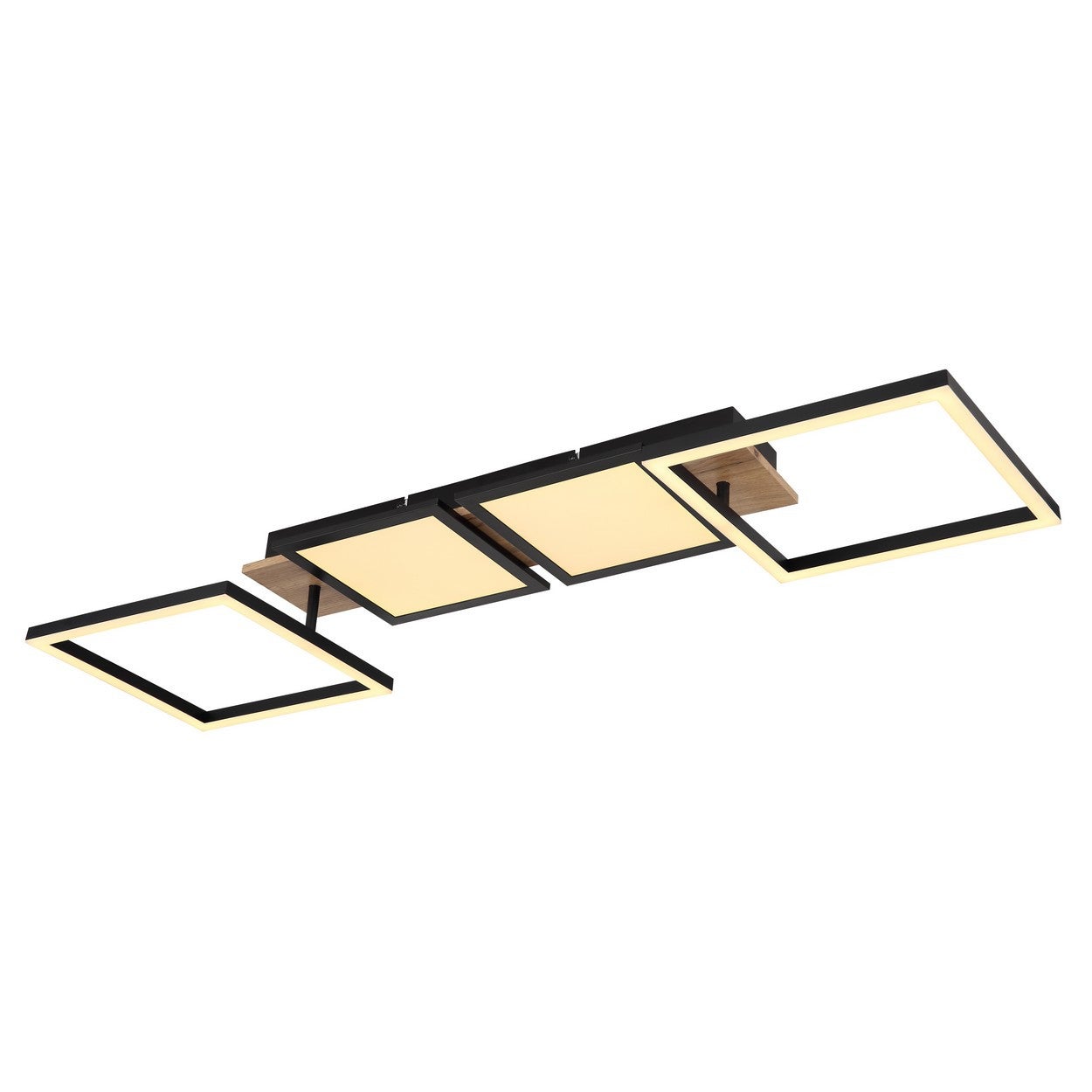 Plafonnier semi-encastré carré à 4 LED intégrées, noir mat, 4 LED 3000 ...