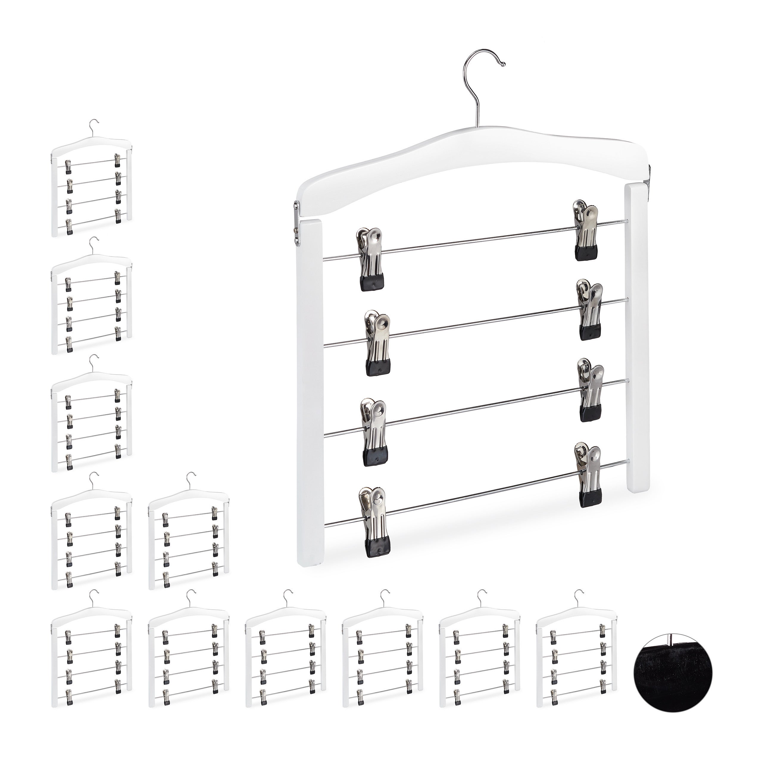 Cintre multiple en bois, lot de 12, pour robes pantalons, gain de place ...