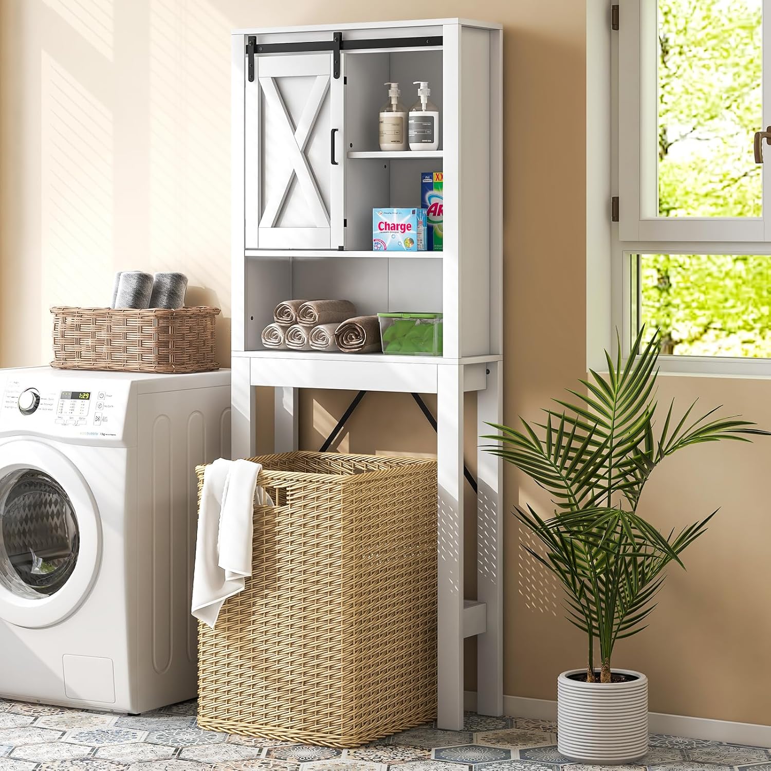 Mueble de Baño sobre el Inodoro WC con 4 Estantes Abiertos, Armario ...