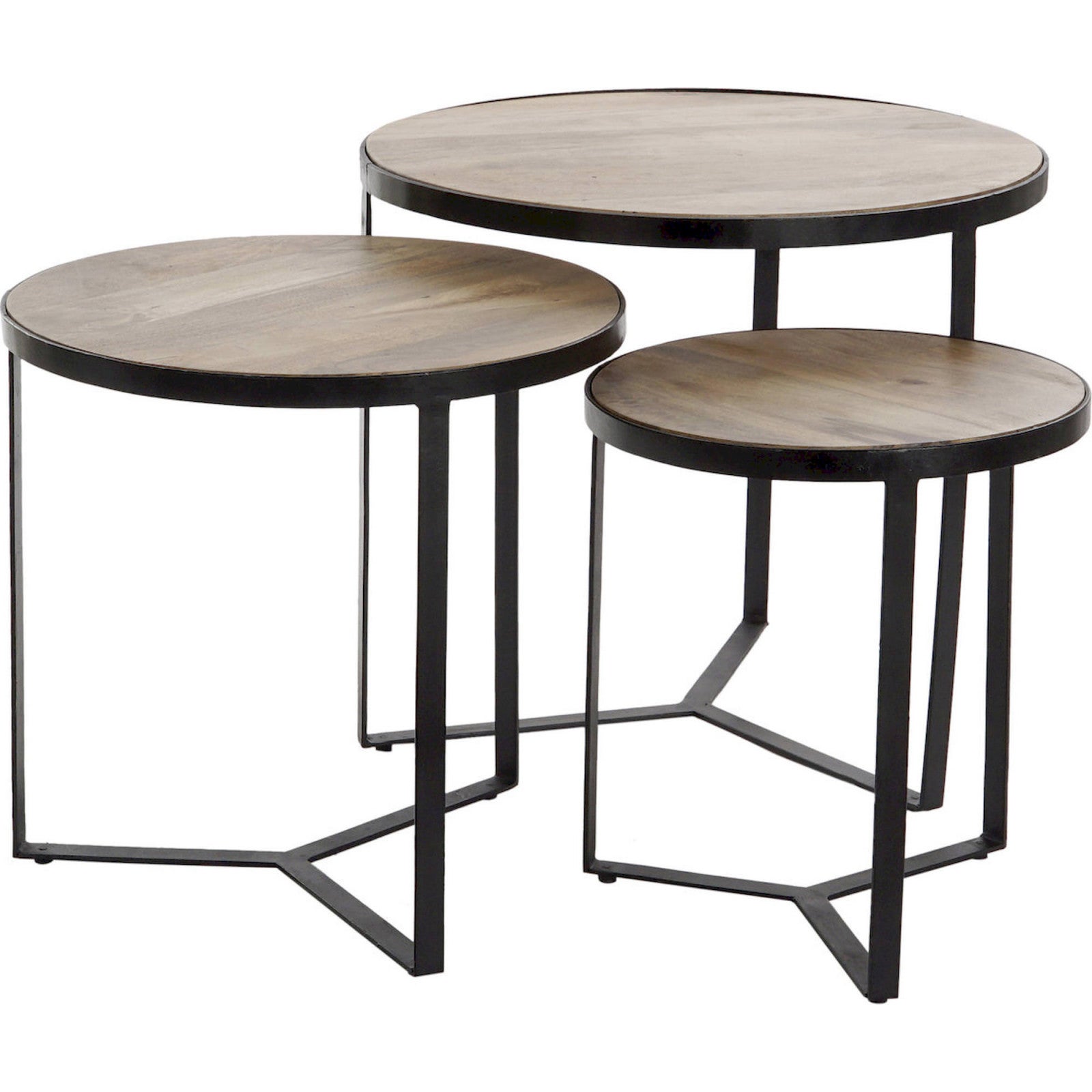 Table gigogne design bois exotique et métal élégant 60 x 60 x 55 cm ...