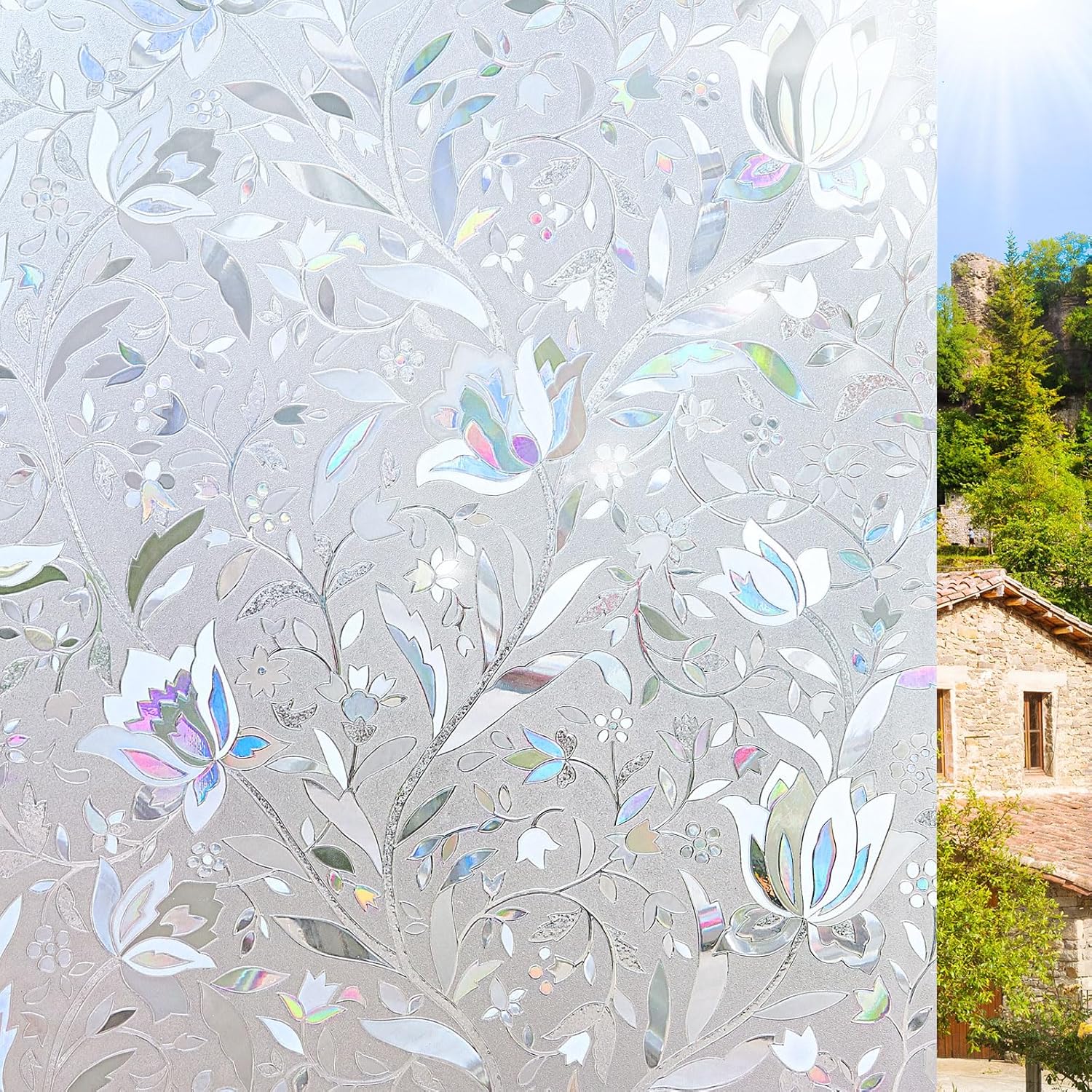 Lámina de privacidad para vidrio tintado Tulip: lámina estática anti-UV ...