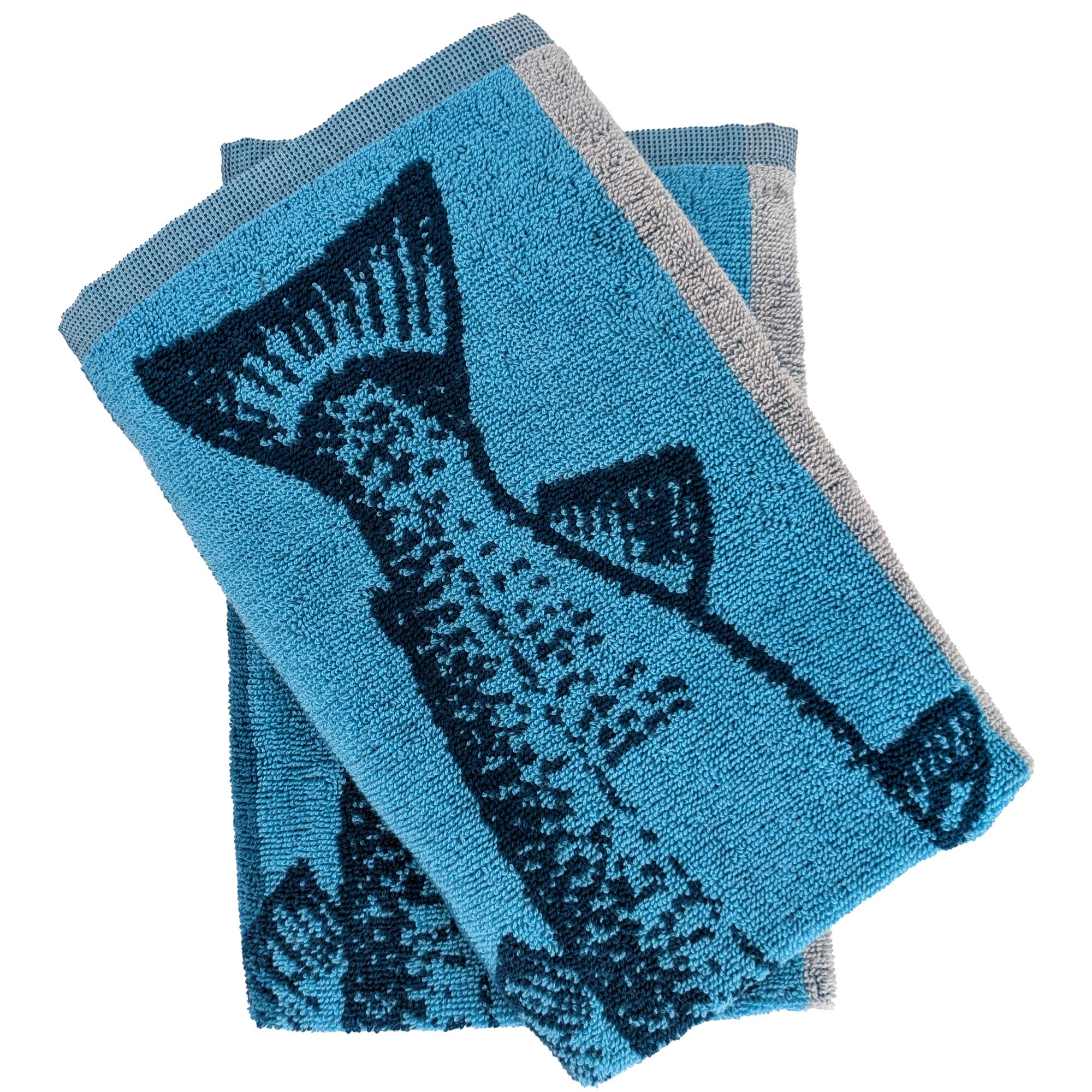 Lot de 2 torchons de cuisine 50x50 cm coton ATLANTIC motif poisson bleu ...