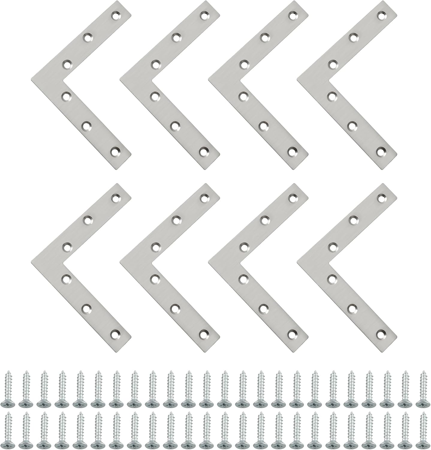 8 Pcs Équerre Plate Support de Fixation Plaque Acier, Équerre d'Angle ...