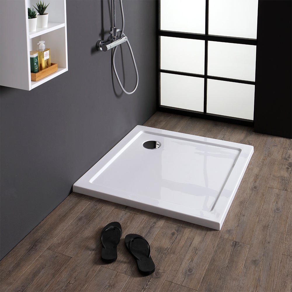 Plato de ducha cuadrado 80x80 cm de acrílico y abs blanco | Alba ...