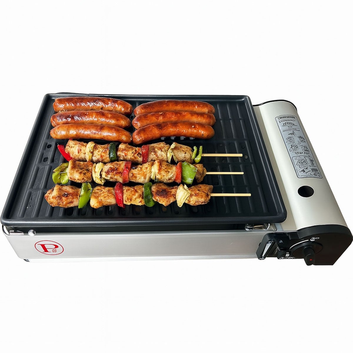 Barbacoa de gas portátil Grill 1900W Butano, encendido Piezo + bandeja ...