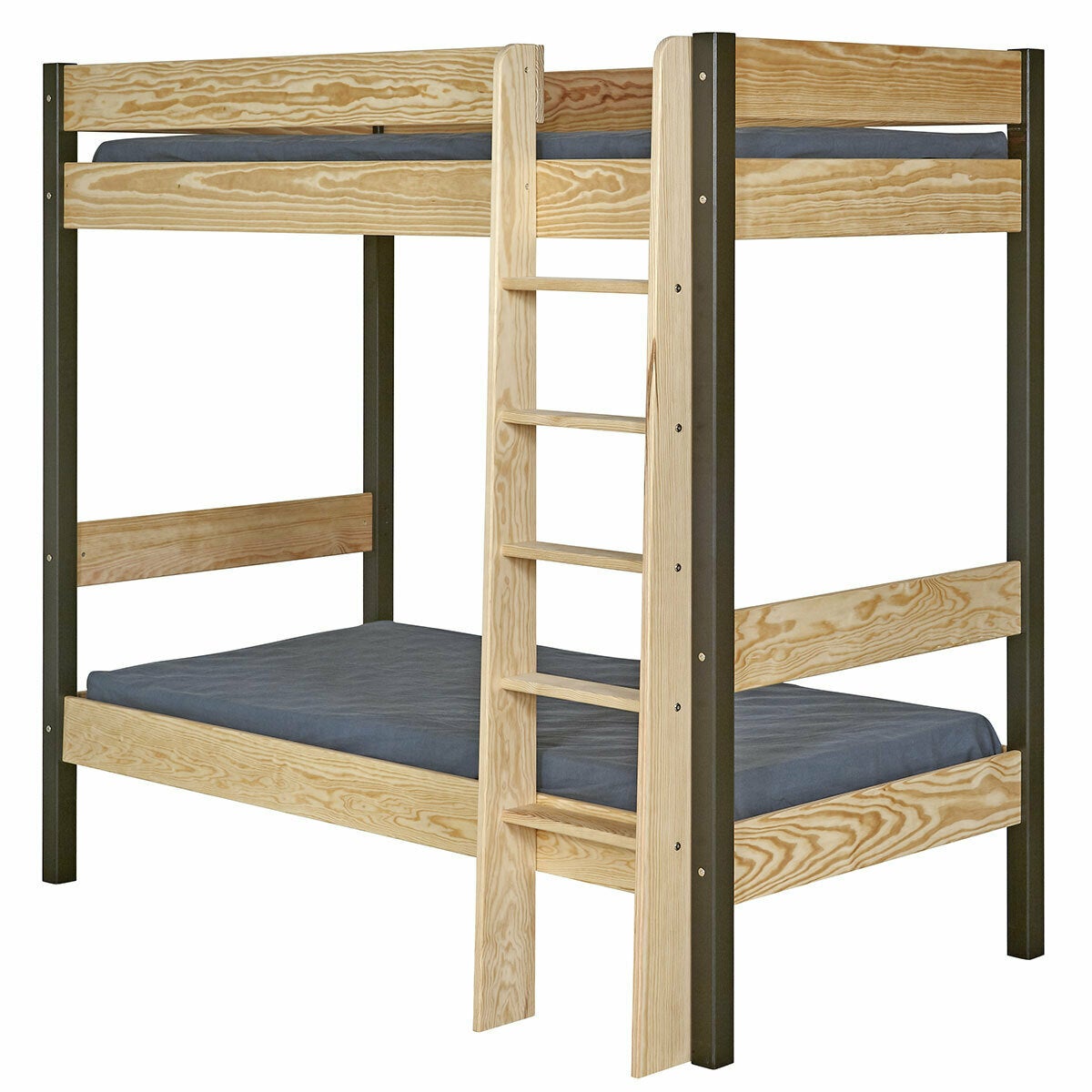 Pack lit superposé avec matelas Clem Noir et bois 90x190 cm | Leroy Merlin