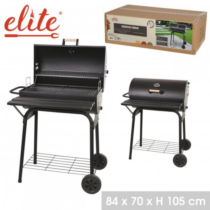 Barbecue charbon avec couvercle ELITE 84x70x105 cm – Type fumoir avec ...