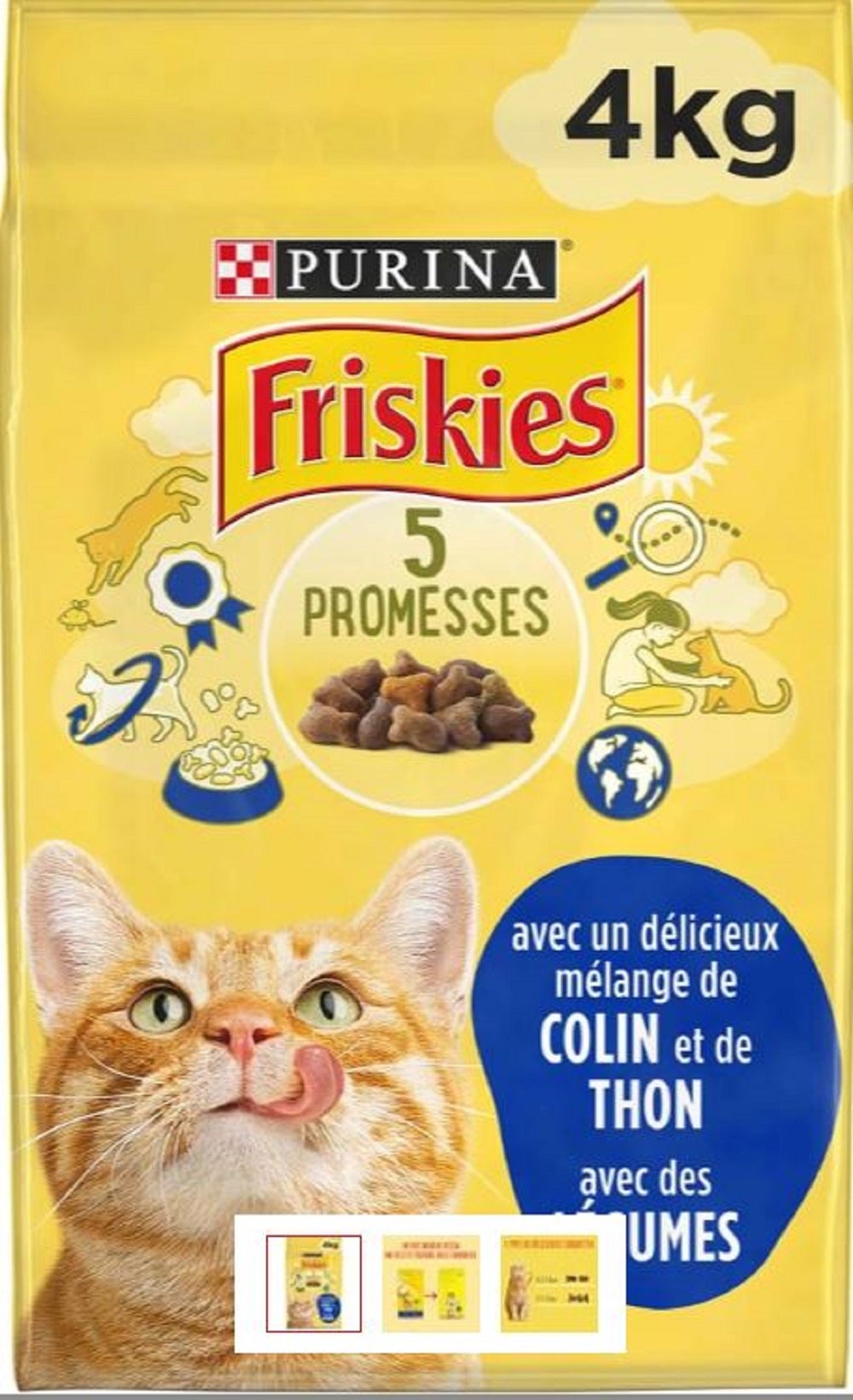 Croquette FRISKIES chat Adulte Colin et Thon Légumes - Pack de 4 Sacs ...