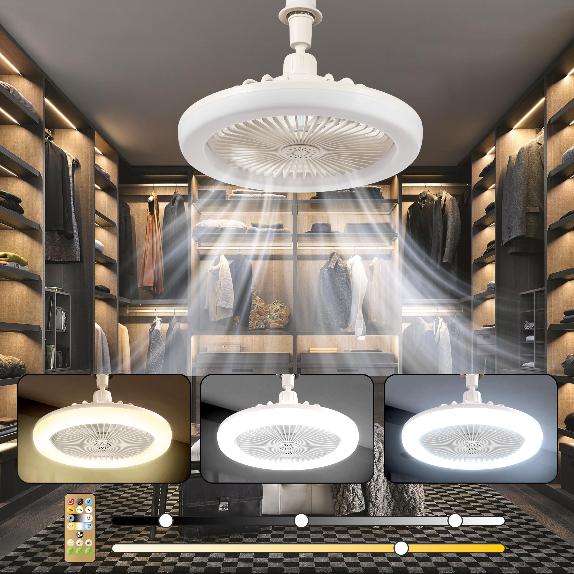 Ventilateur de plafond 30 W avec source lumineuse et télécommande ...