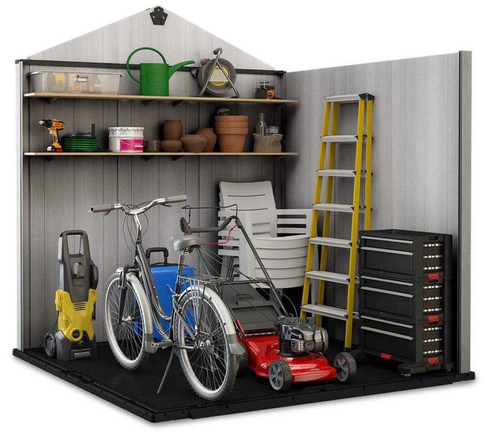 KETER Caseta de exterior Darwin 4x4 125,8x116,7x205 cm y 1,5m2 - Gris ...