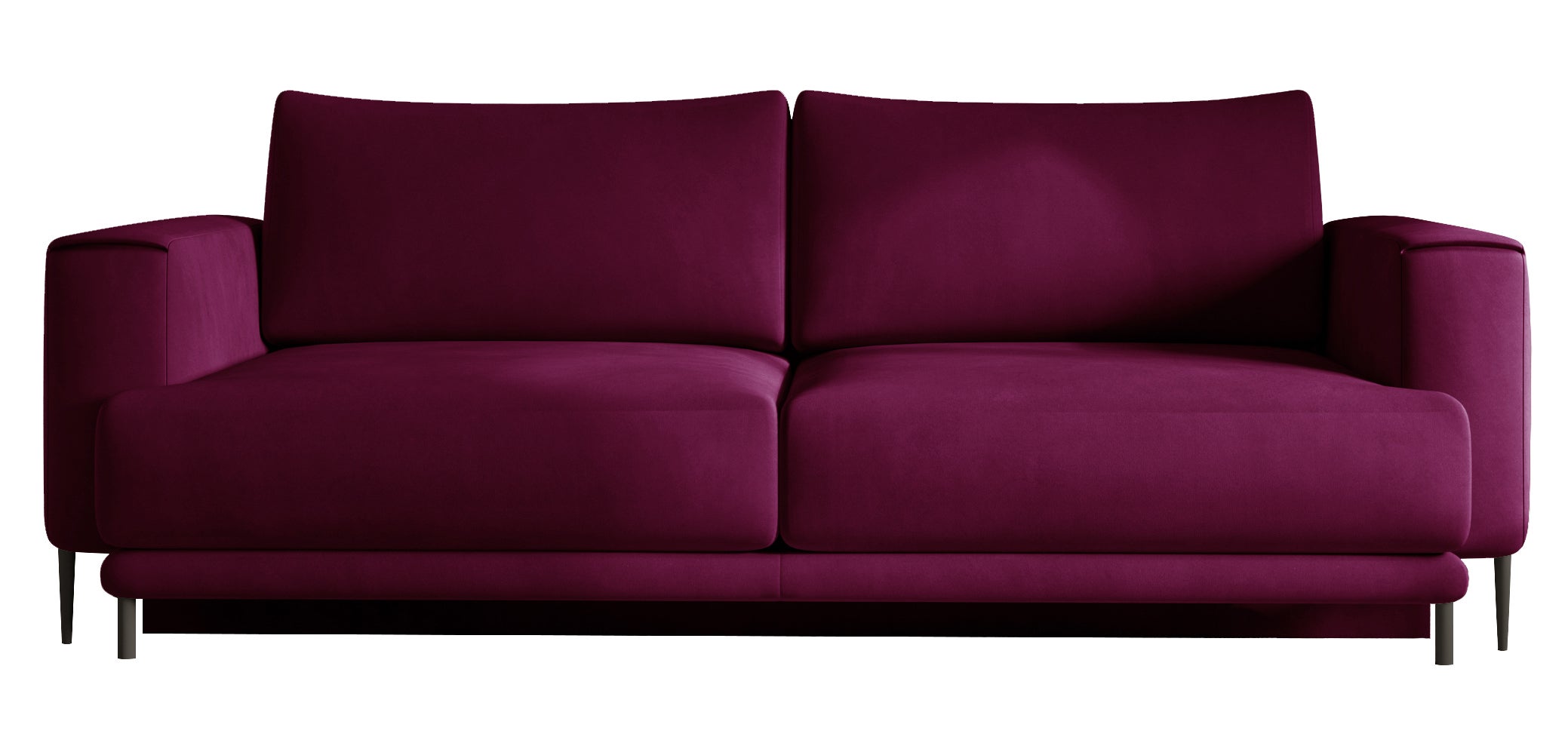 Canapé convertible design 4 places velours bordeaux et pieds métal noir ...