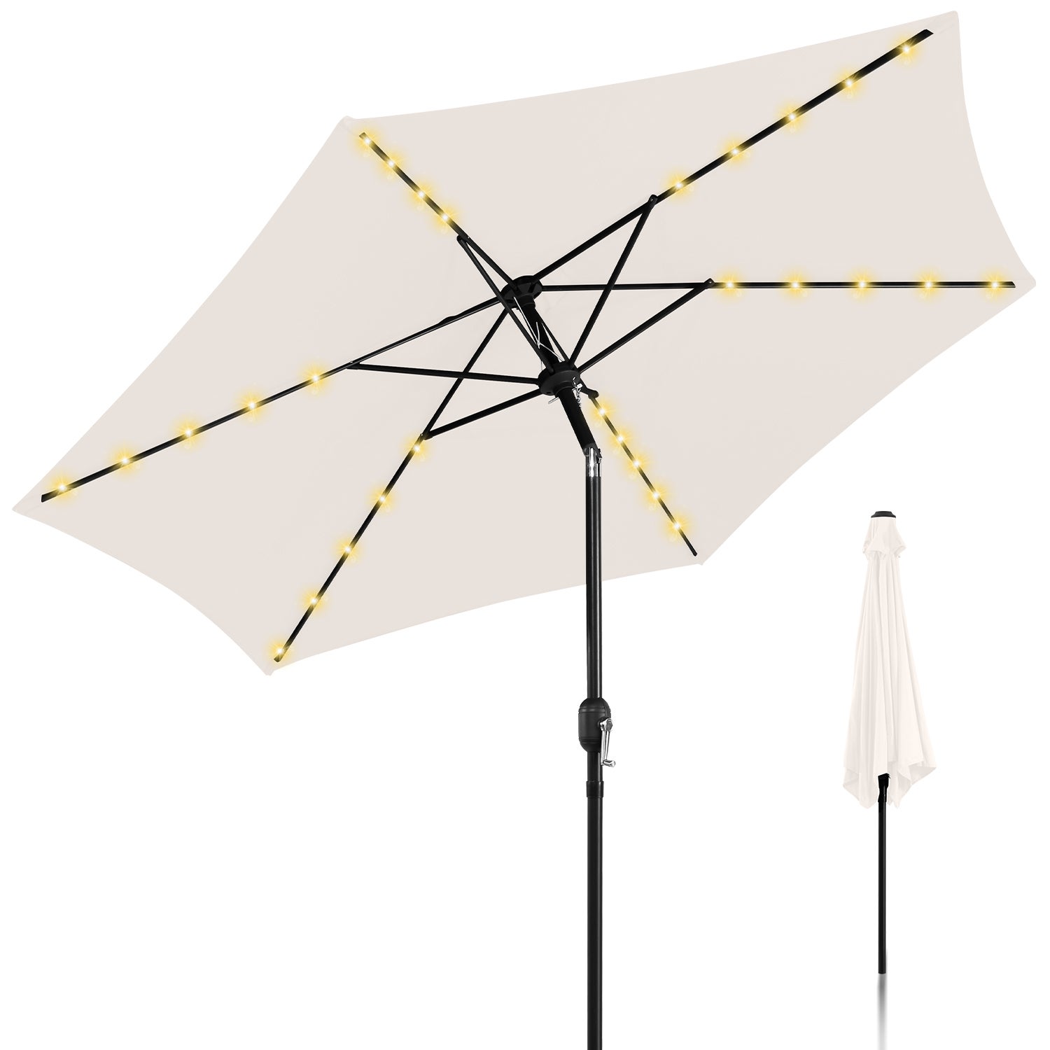 Sombrilla solar LED recta playa UV30+ exterior, para camping Jardín ...