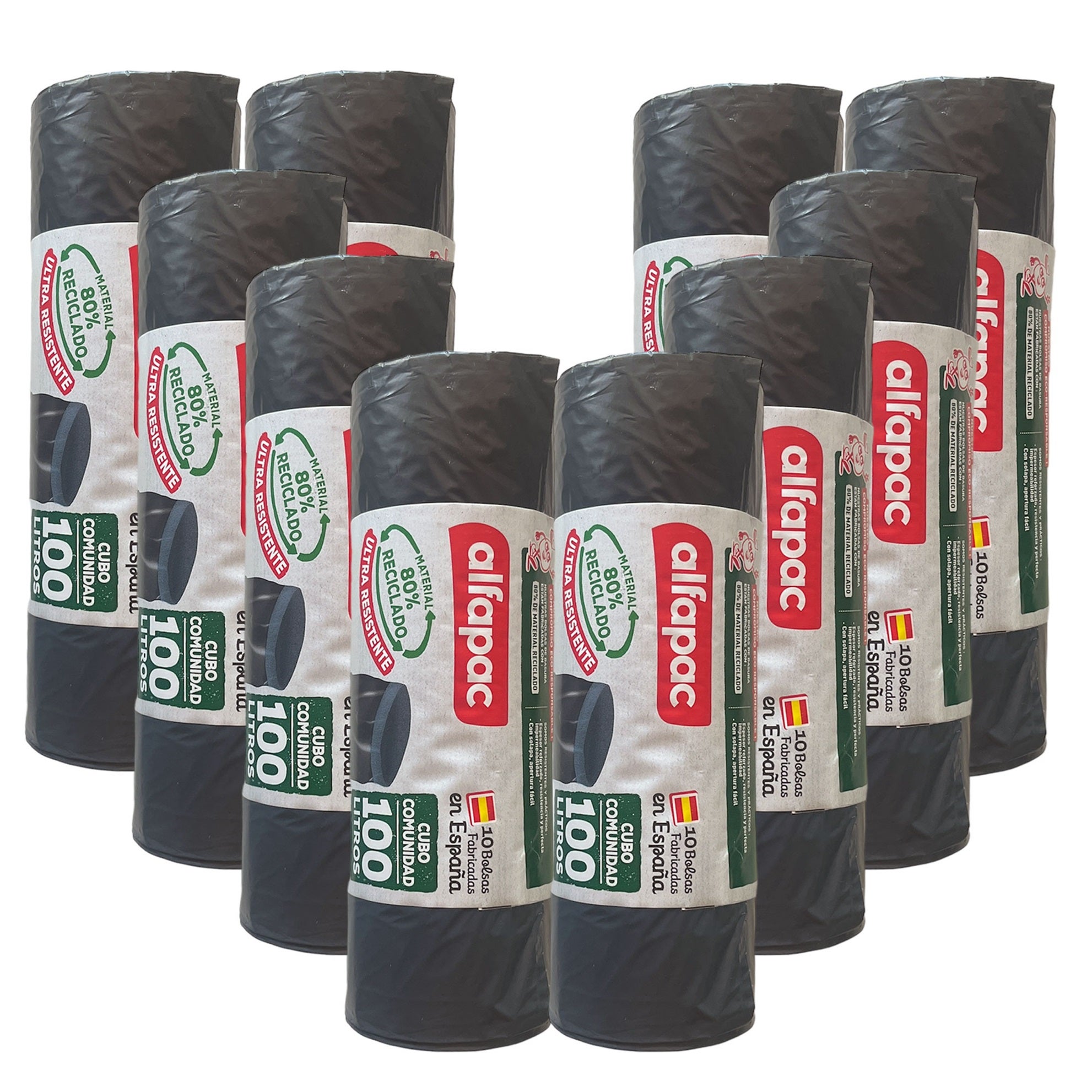 80% recyclé 10 rouleaux de 10 sacs poubelles de 100L | Leroy Merlin