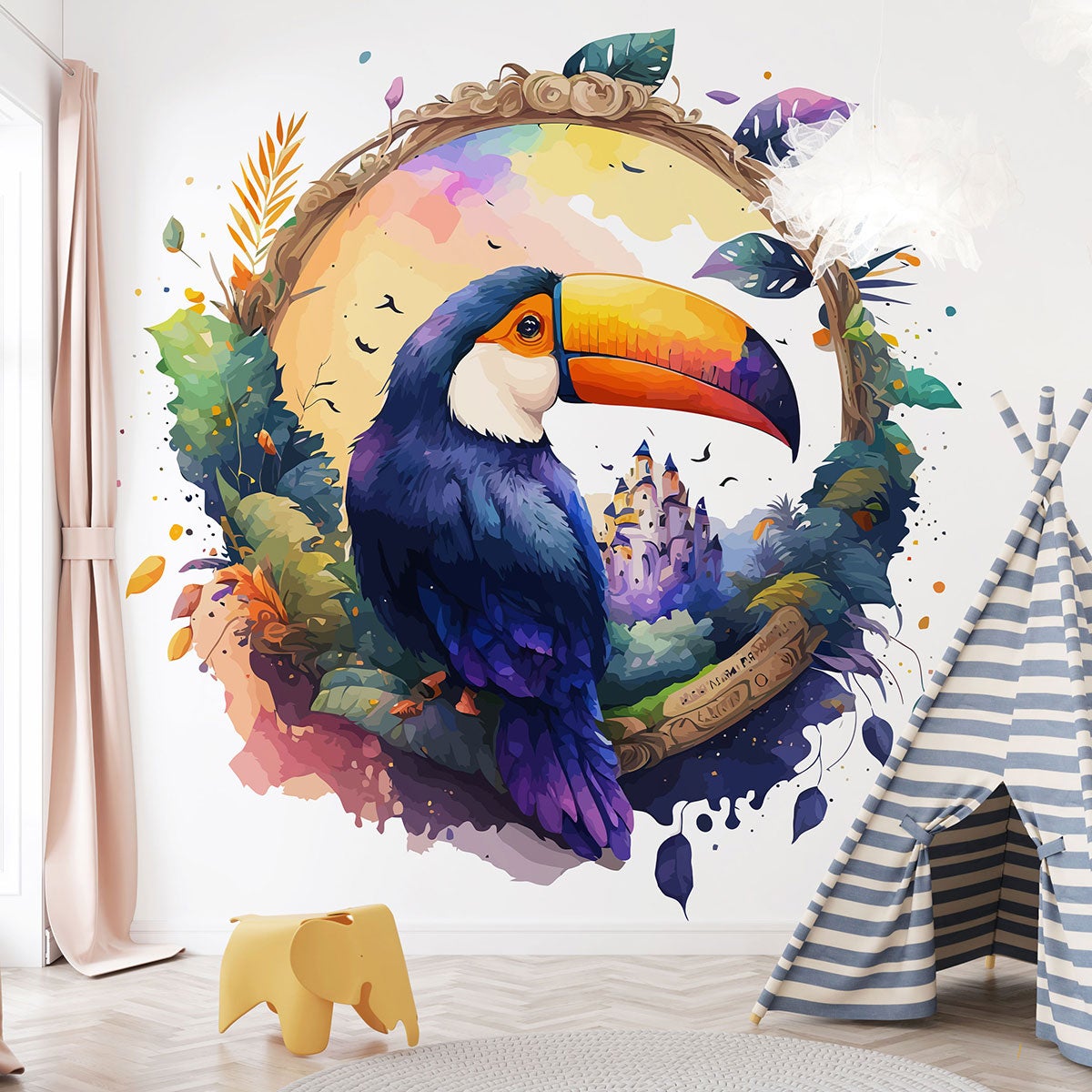 Papel pintado panorámico Infantil - Tucán - Ancho 195 cm x Altura 125 ...