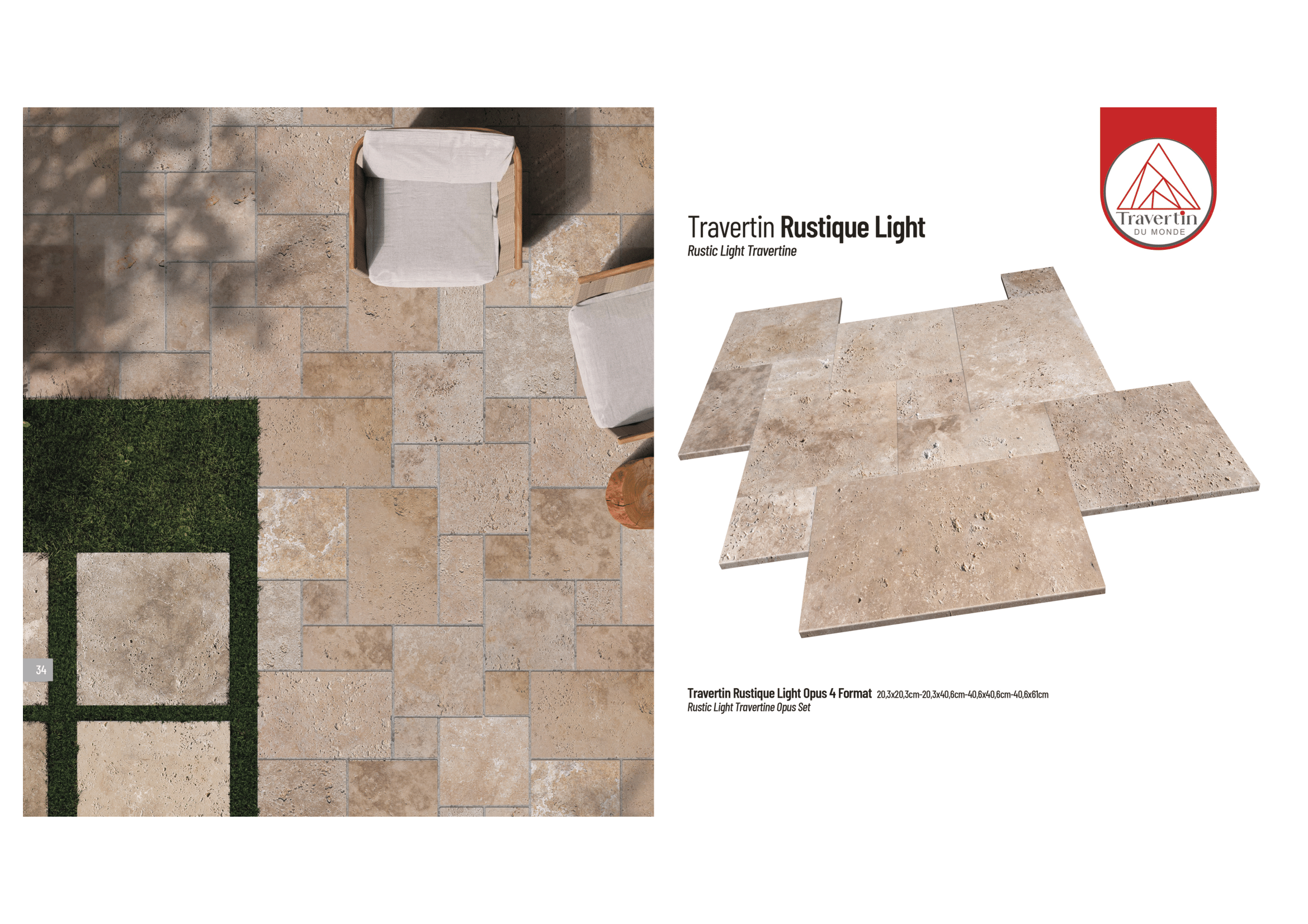 Travertin Rustique Light-40,6x61x1,2 cm -TRAVERTIN DU MONDE | Leroy Merlin