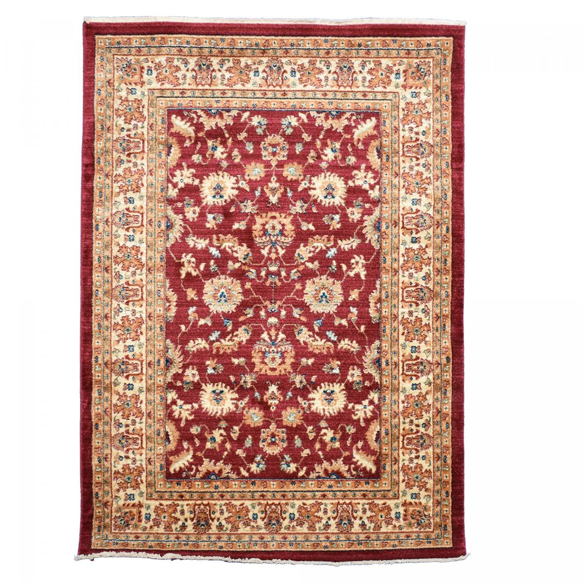 Tapis orient 120x180 rectangle rouge et beige tissé motifs orientaux ...