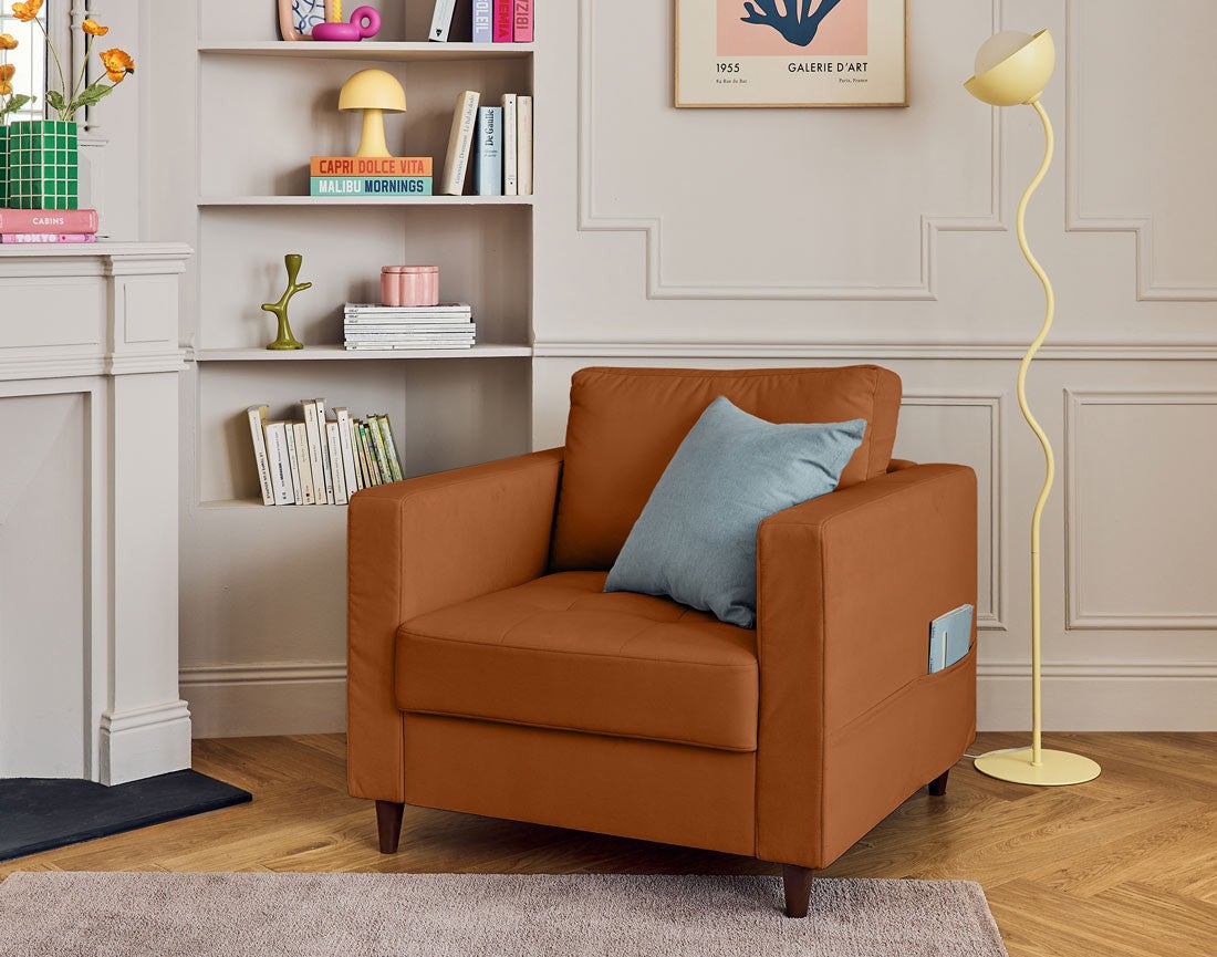 Fauteuil en velours rouille | Leroy Merlin