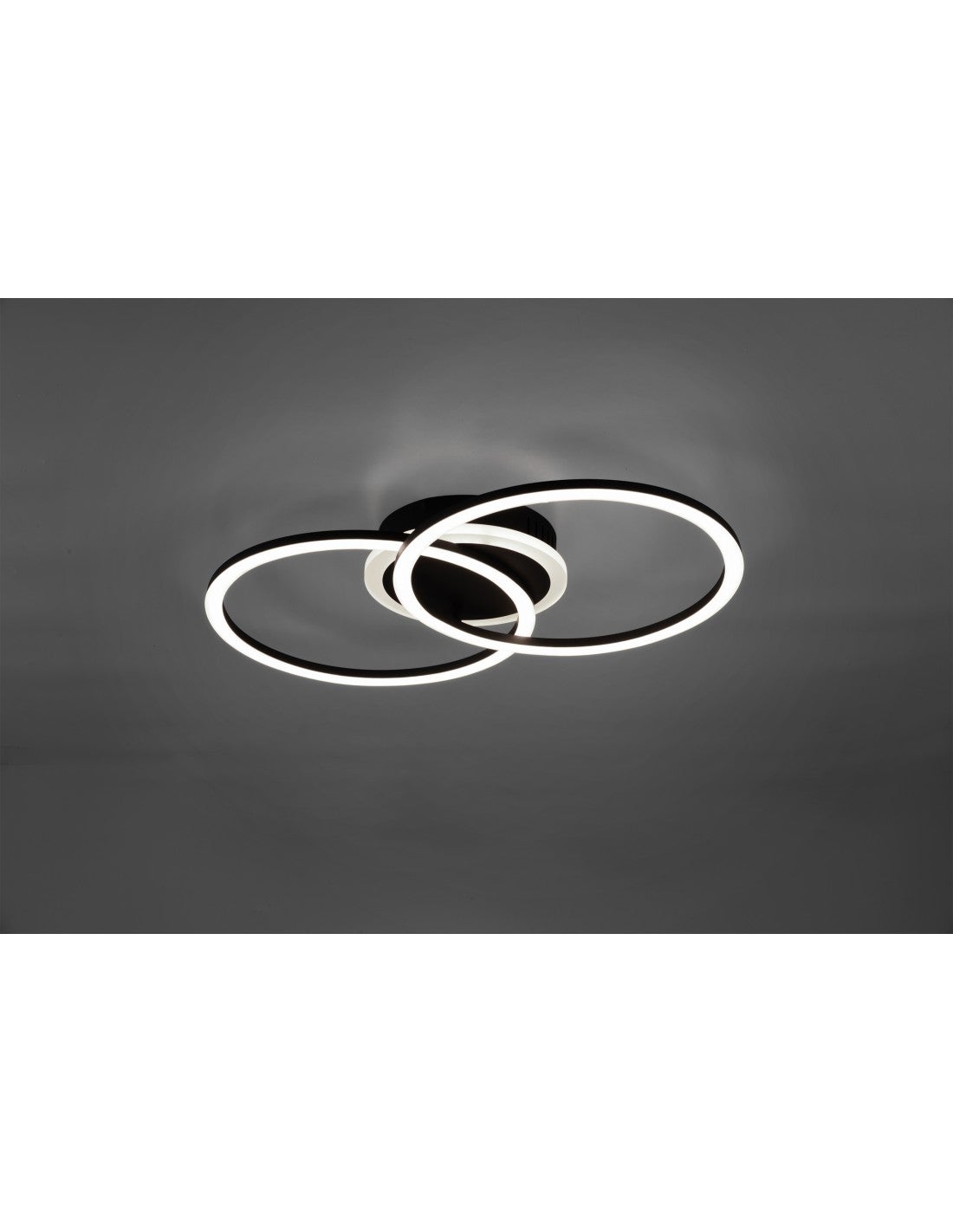 Plafón Led Venida Doble Circulo Negro 25w Regulable L50 cm Trio ...