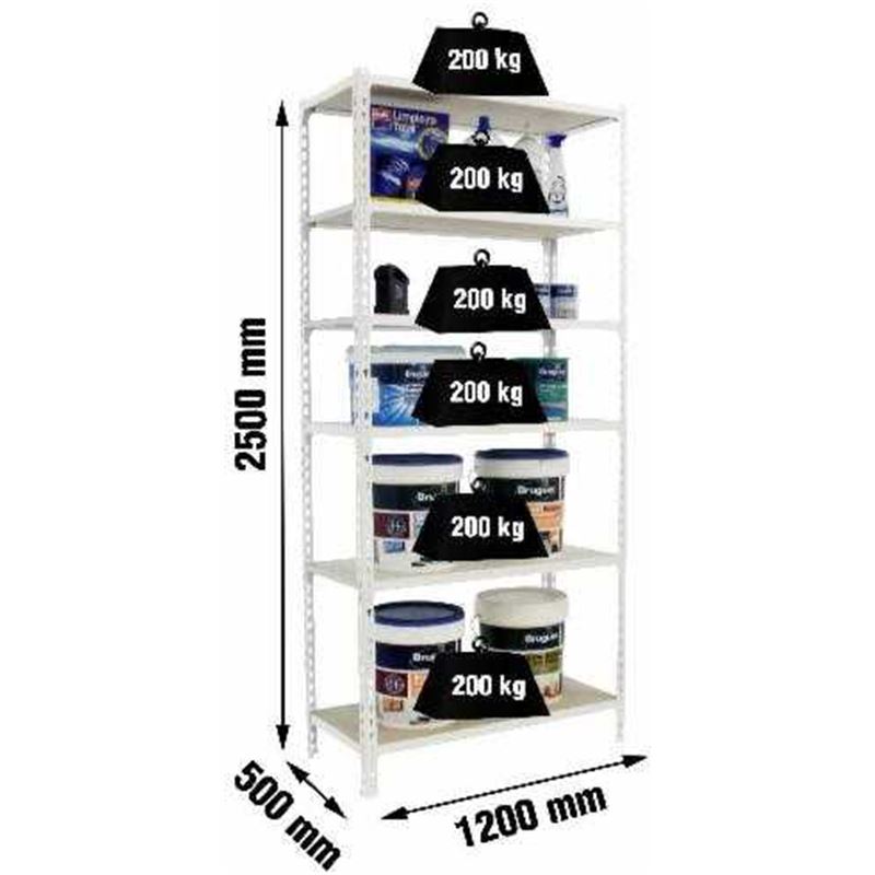 Estanteria MADERCLICK MEGAPLUS 6/500 2500 BLANCO/MADERA - 8425437077739 - Simon Rack | Leroy Merlin