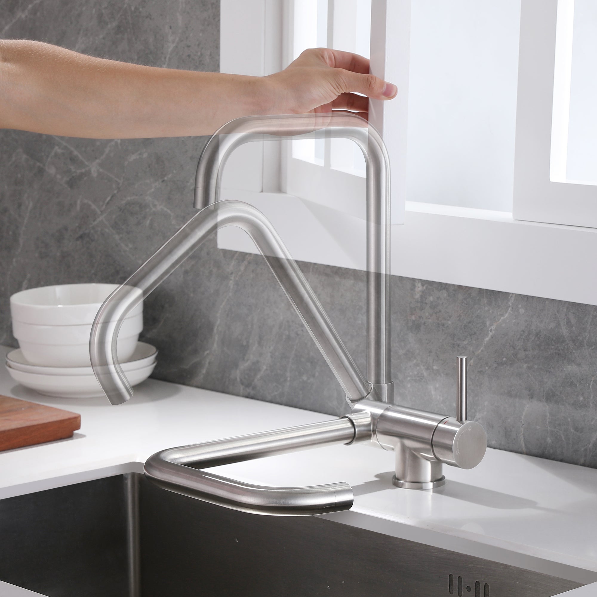 SUMERAIN Mitigeur de Cuisine Rabattable Pivotant à 360°,Robinet de ...