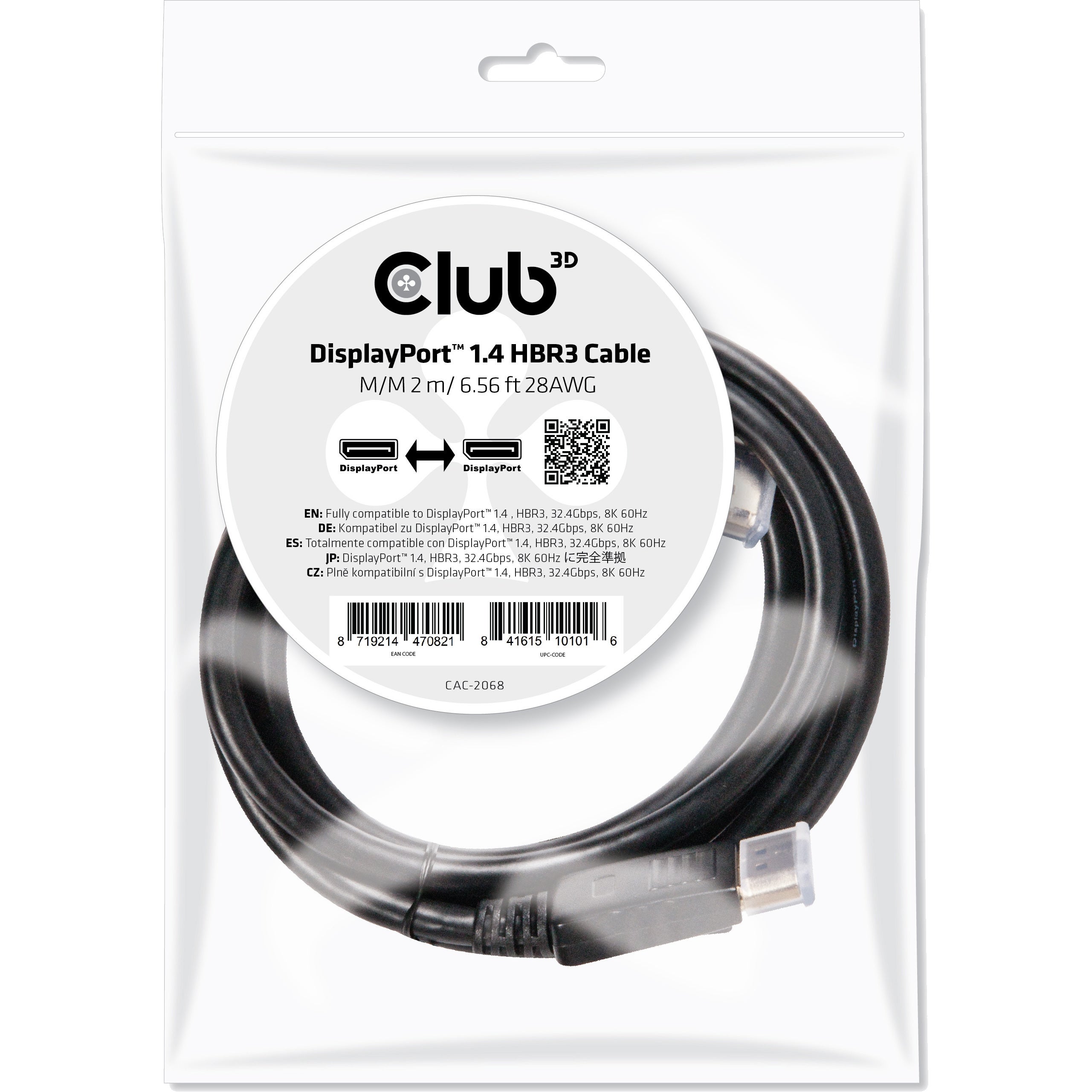 Club3D CAC-2068 Cable DisplayPort Cable de conexión DisplayPort ...