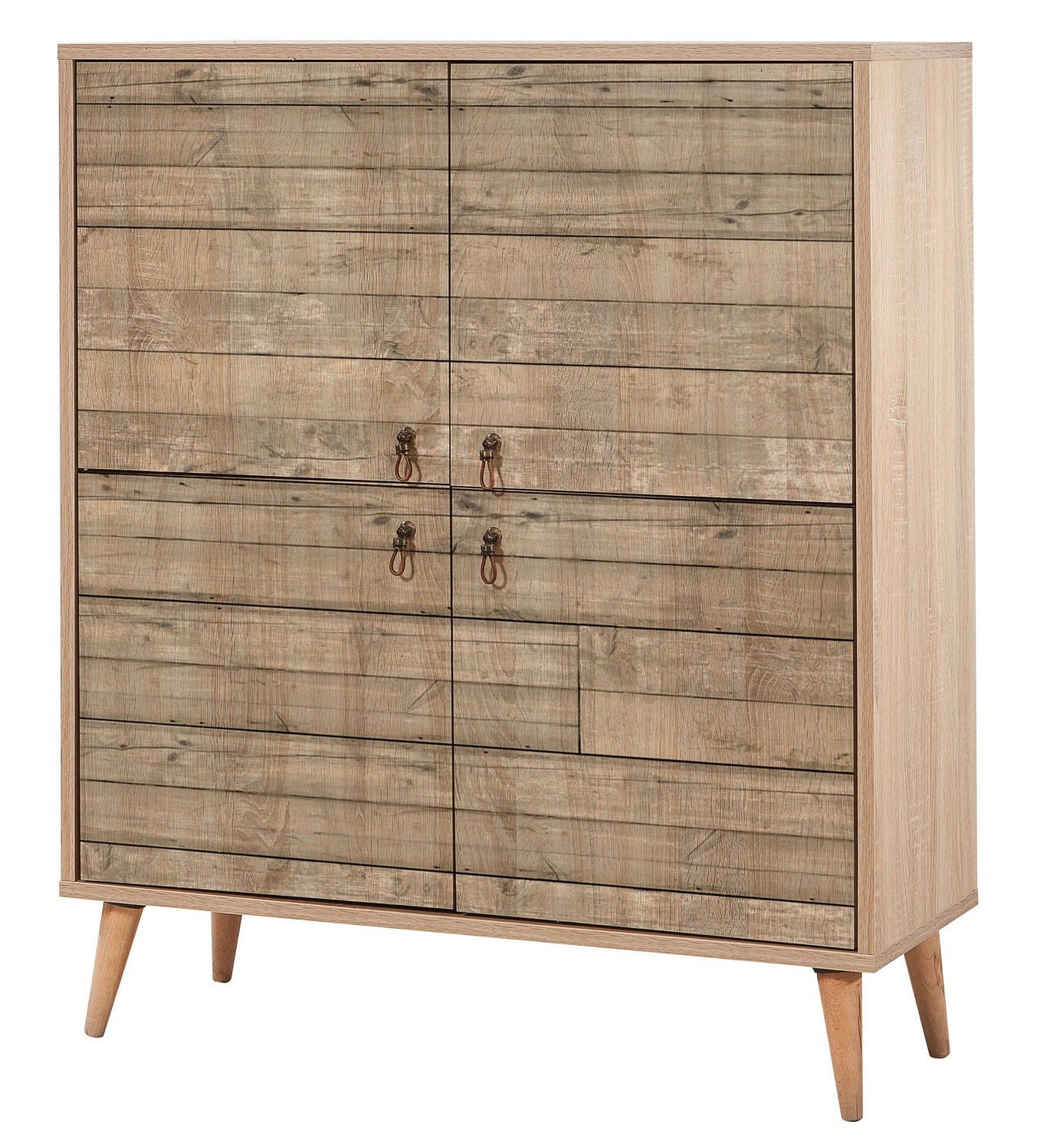 Meuble de rangement 4 portes en bois clair à lamelles Kiza 728 | Leroy ...