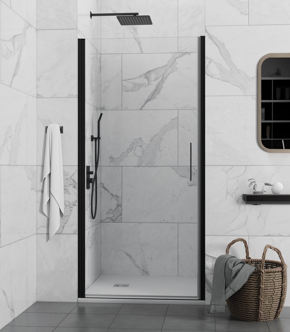 Porte de douche pliante OPEN BLACK Combi B Mesure: 63,6-67,6 cm | Leroy ...