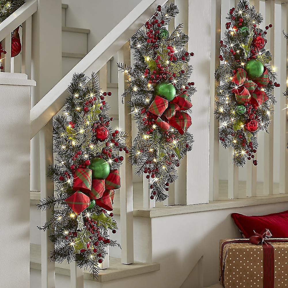 Guirlande de Noël 2023 pour escaliers, guirlande d'escalier de Noël ...