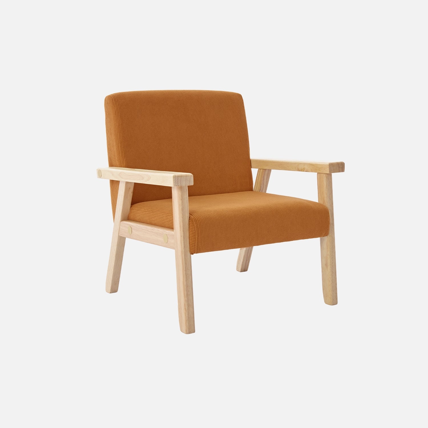 Sillón infantil escandinavo de pana y madera de caucho Mostaza - 47x43 ...