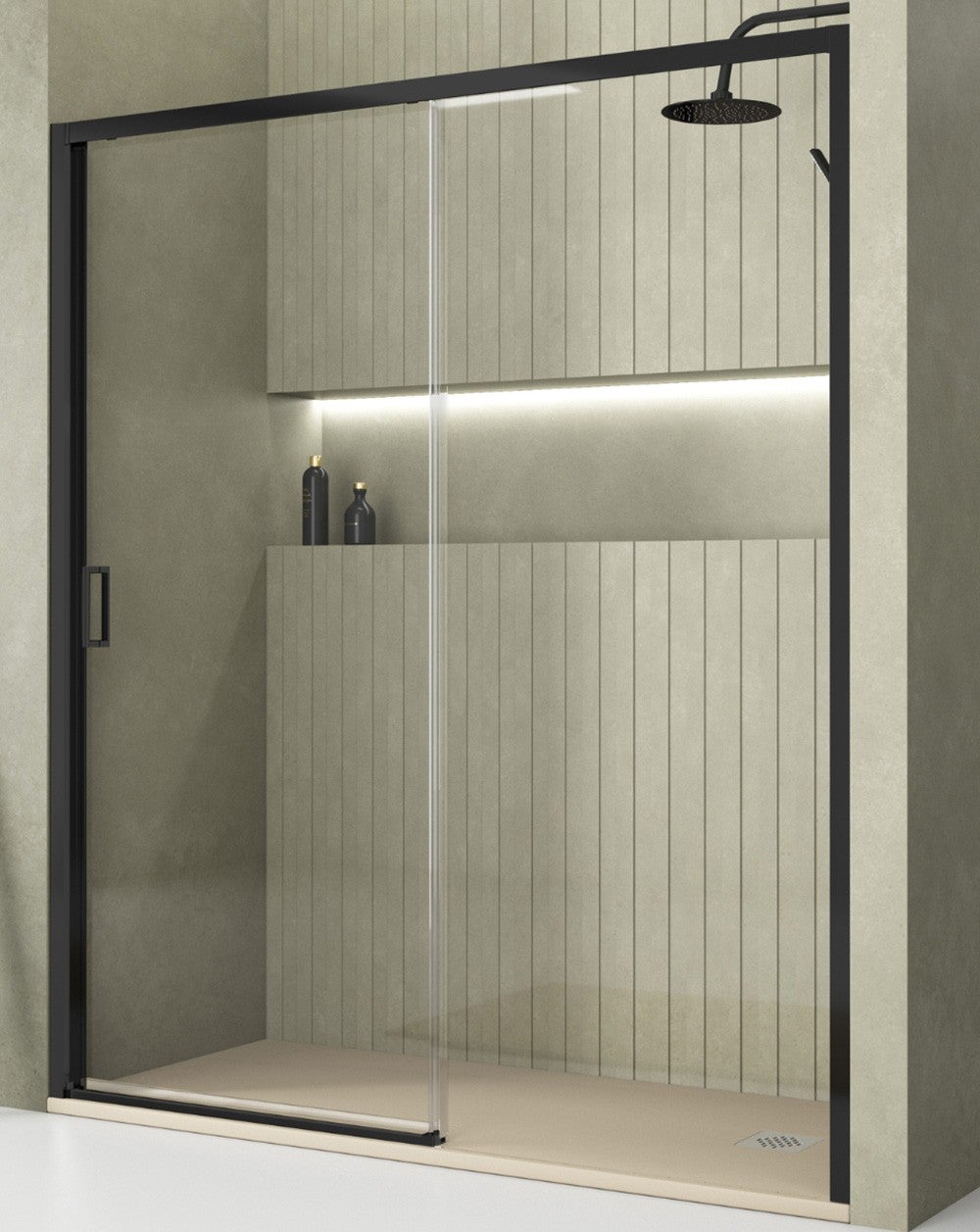 Mampara Ducha Frontal 1 Puerta Corredera 1 Fijo | Alto 190cm ...