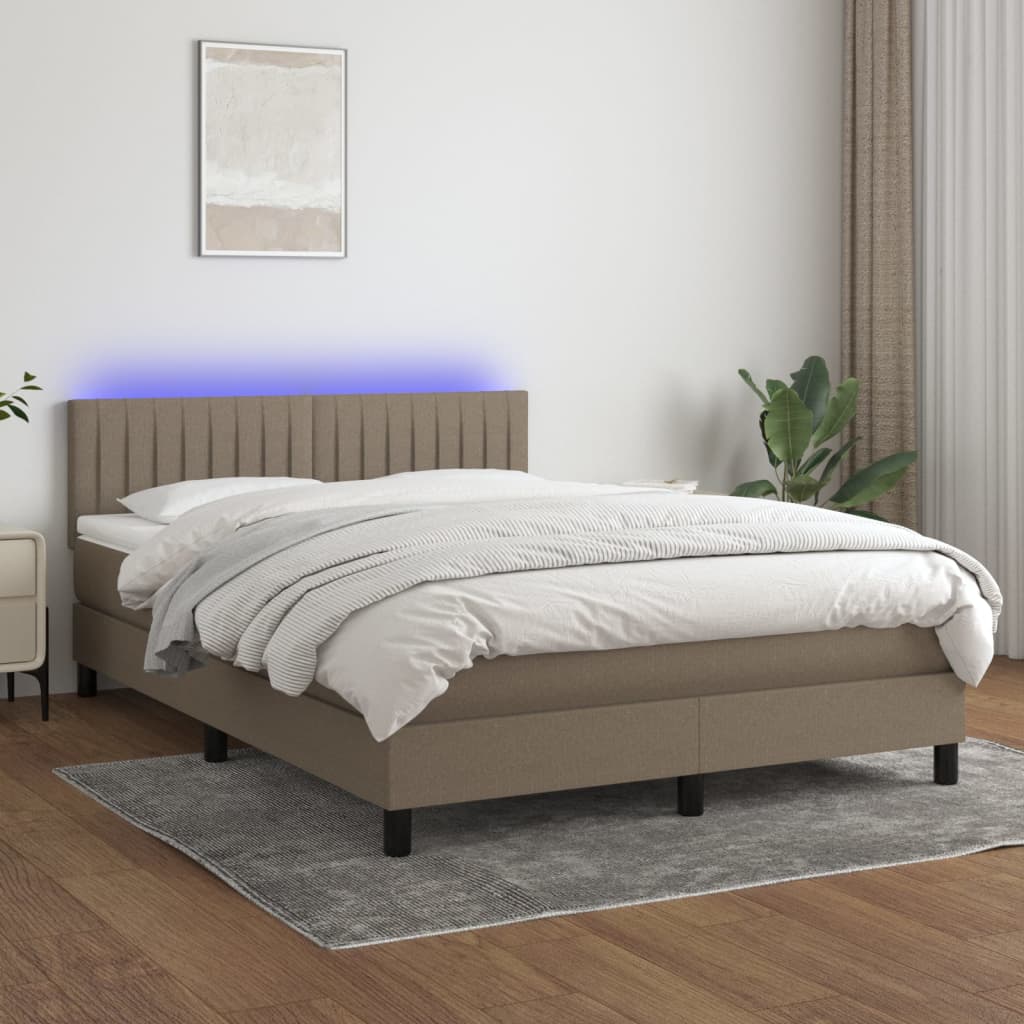 Sommier à lattes de lit avec matelas LED Taupe 140x190 cm Tissu vidaXL ...