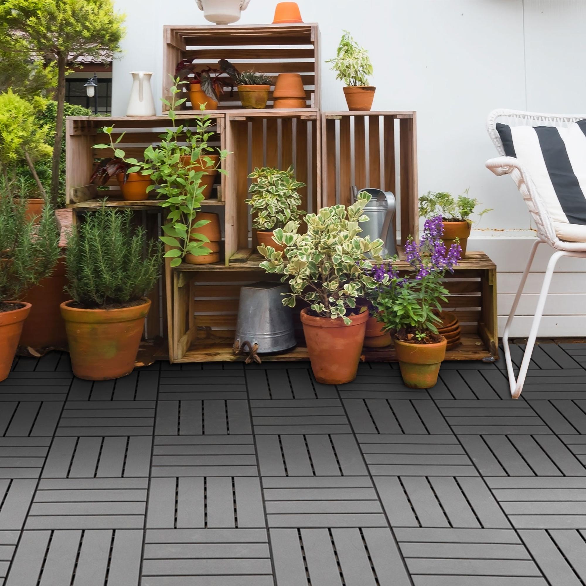 Caillebotis - Dalles terrasse - Lot de 9 - emboîtables, Petits Carreaux ...