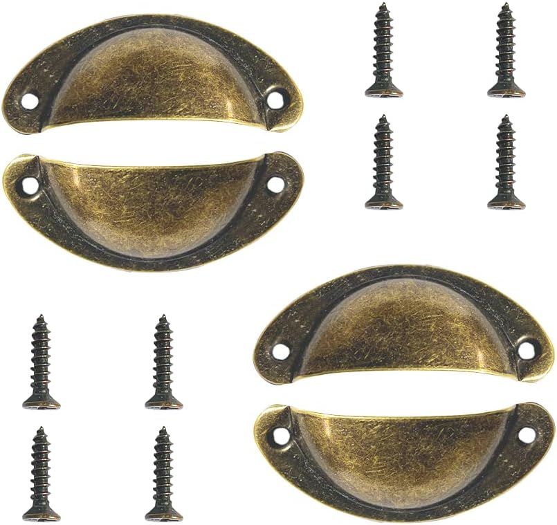 Tirador de concha (color bronce), 4 unidades, estilo retro, para cajón ...