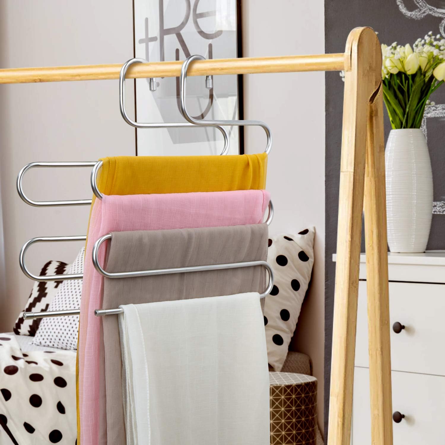 2 perchas para pantalones, percha multiusos de acero inoxidable, diseño ...