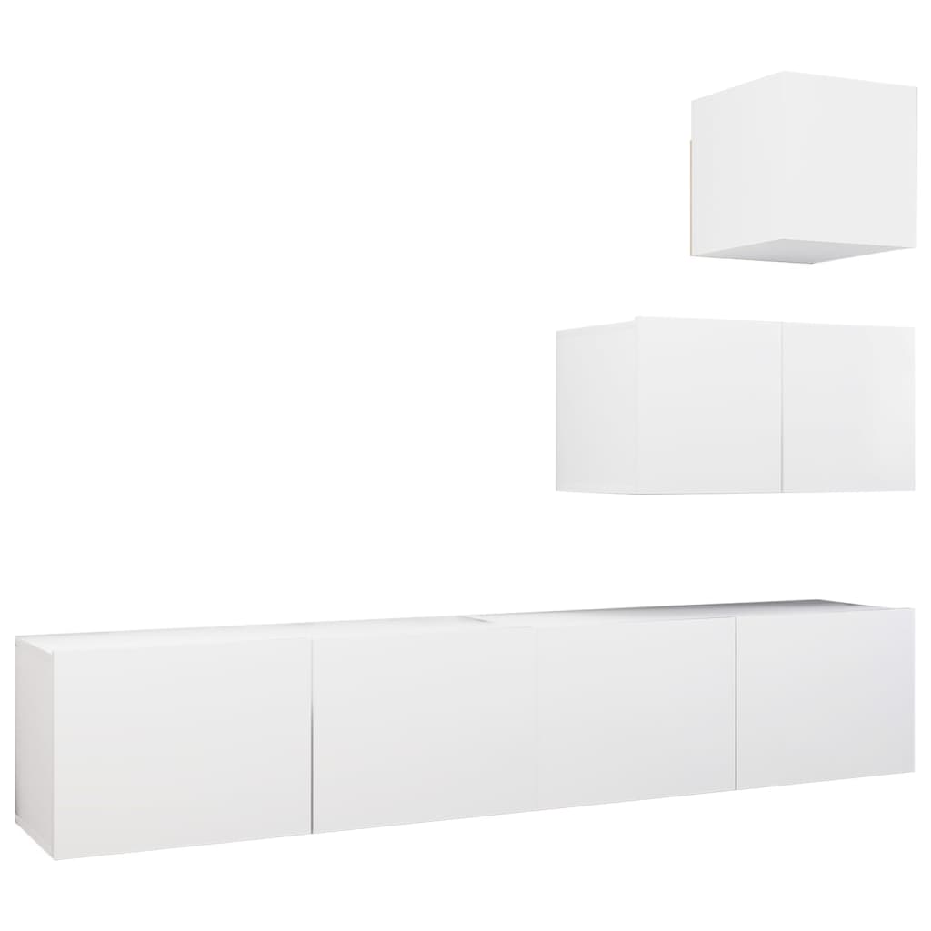 Conjunto mueble TV 4 piezas aglomerado blanco | Leroy Merlin