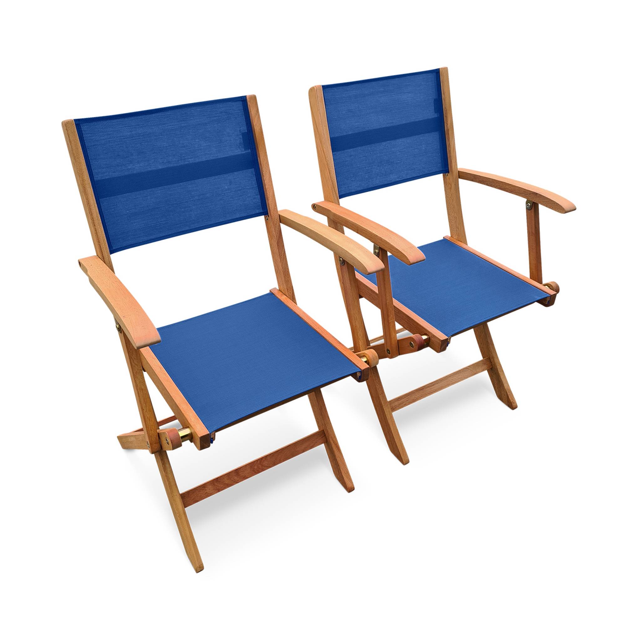 Silla de jardín plegable de madera, set de 2, Almeria, Noche azul ...