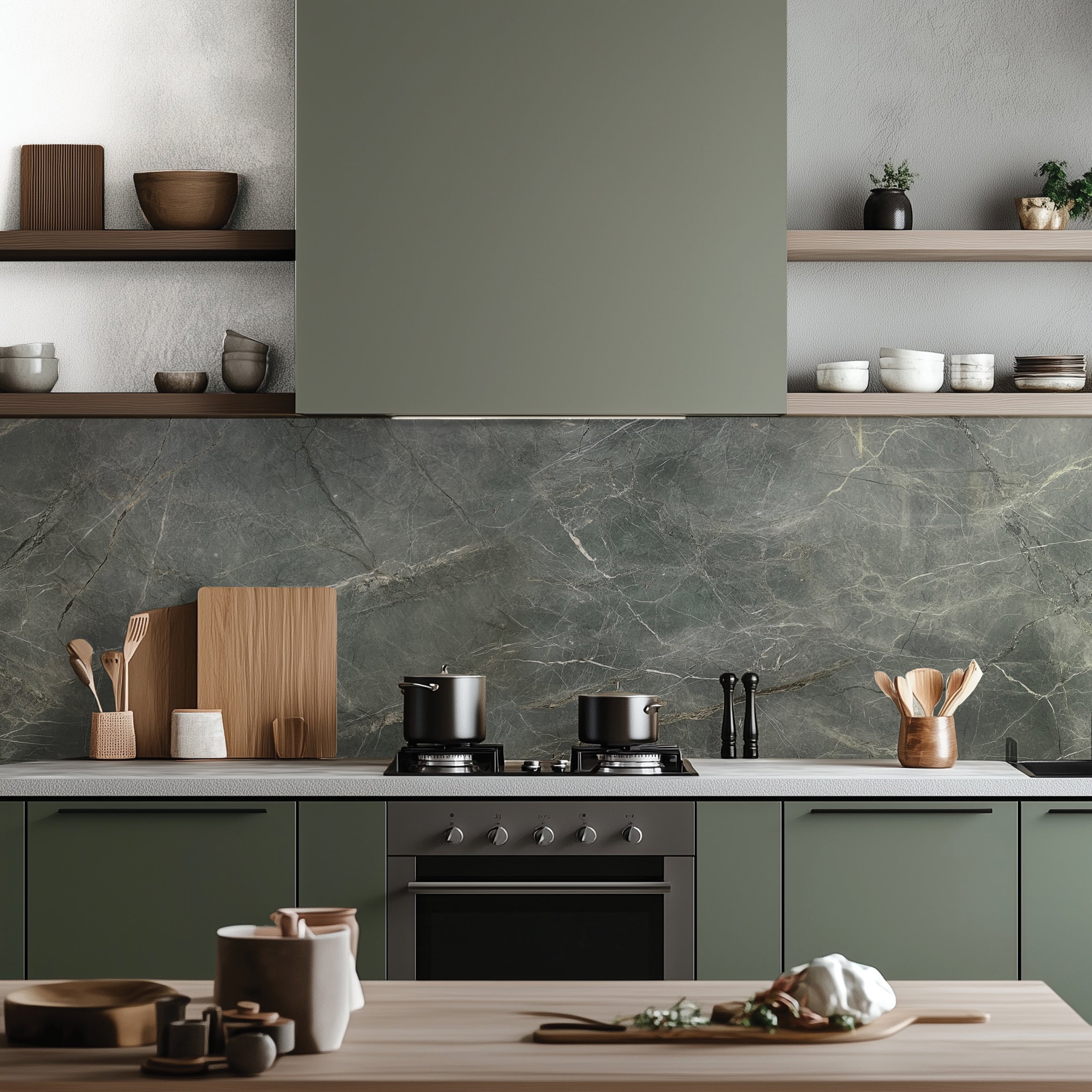 Crédence adhésive en Vinyle Ignifuge Dark Green Marble 300x60 | Leroy ...