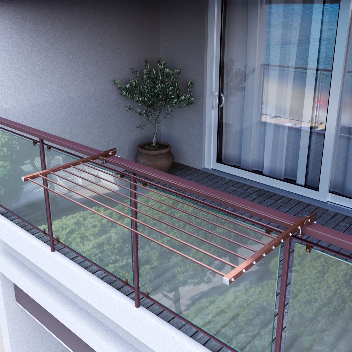 Étendoir de balcon rabattable, séchoir à linge pour rambarde extérieur ...