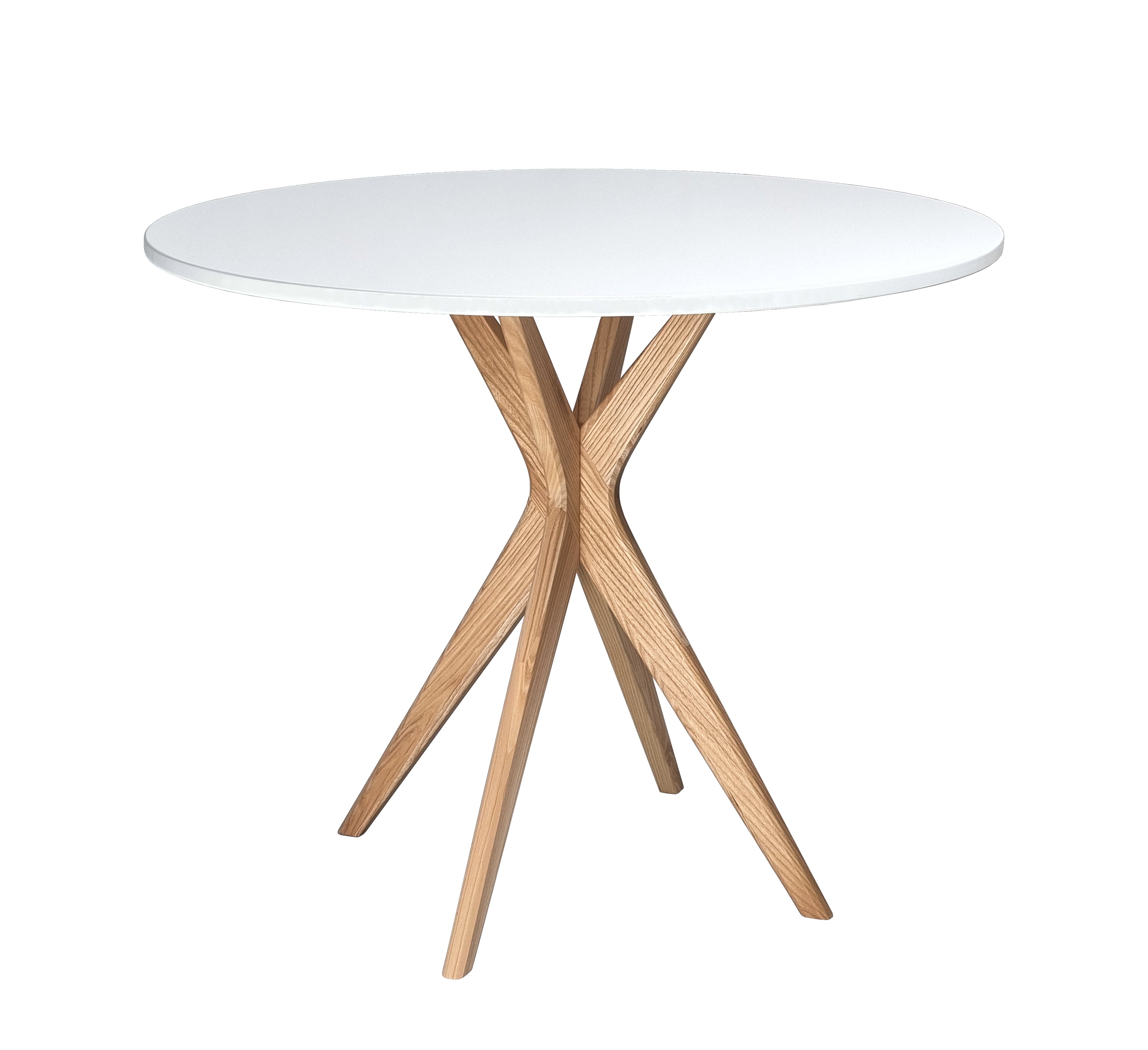 Petite table à manger ronde diamètre 80 Jubi, Blanc, table à manger ...