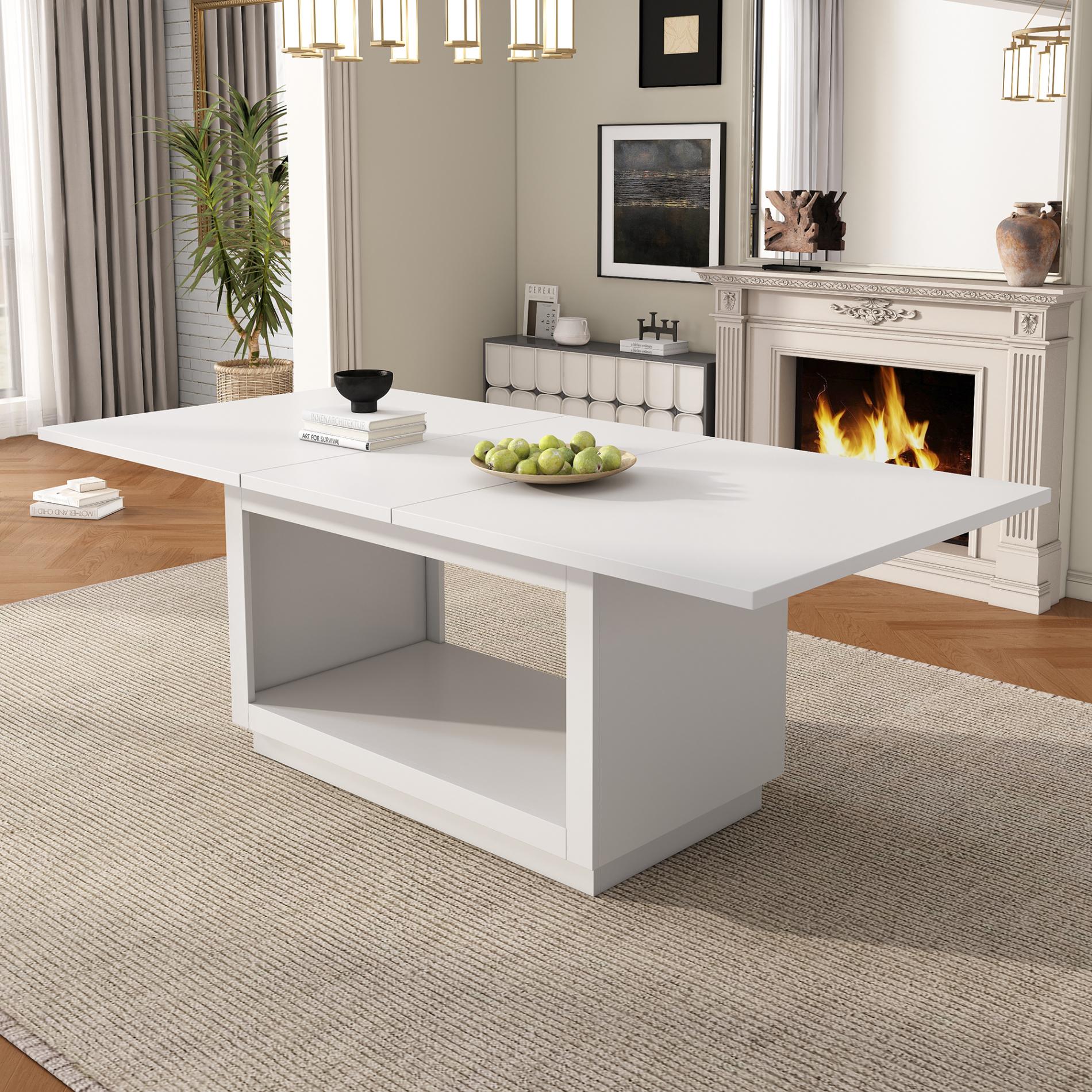 Table à Manger Extensible Moderne Blanche 140/180 cm, Table Carrée avec ...