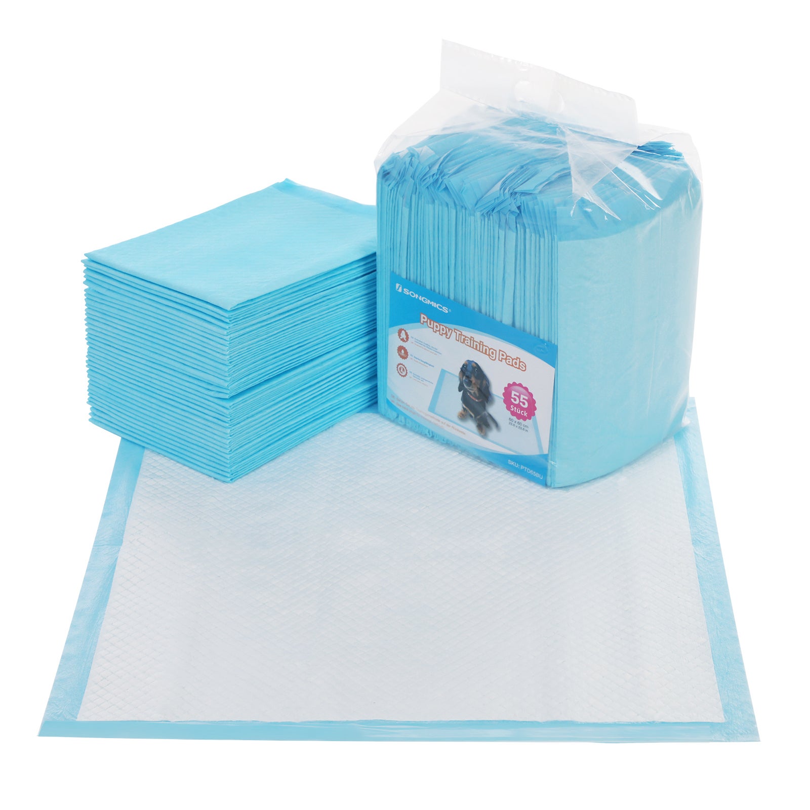 55 Tapis Éducateurs Absorbant Chien, 60 x 60 cm, Bleu et Blanc | Leroy ...