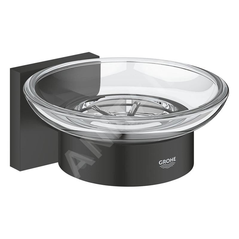 Grohe QuickFix Start Cube - Porte-savon avec support, verre/noir mat ...
