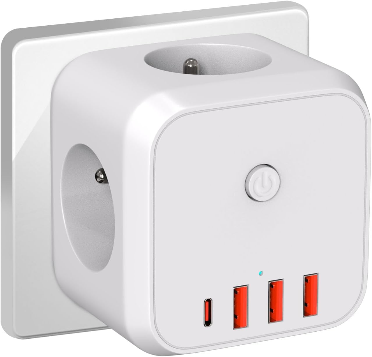 Multiprise Cube murale, 7-en-1 (3 AC + USB), 4000W Multiprise ...