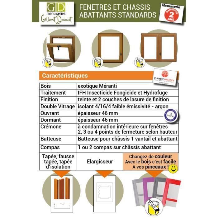Ventana de Madera de 2 hojas H145 x L80 cm con tablero GD MENUISERIES ...